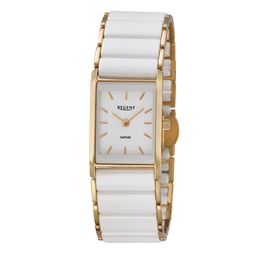 Regent Uhren Quarzuhr REGENT, gold (wei&szlig;, goldfarben), Armbanduhren, Damen, Quarzuhr, Armbanduhr, Damenuhr, analog
