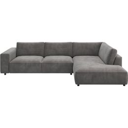 Ecksofa Musterring "MR LUCIA, Luxuri&ouml;se Wohlf&uuml;hlgarnitur von Musterring", grau (schwarz, grau), B:330cm H:81cm T:224cm, 88% Polyester, 12% Polyacryl, Sofas, Ecksofa, Erstklassige Kammerkissen, komfortable Umbauecke & zeitloser Look