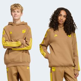 Kapuzensweatshirt adidas Sportswear "J FN HD", M&auml;dchen, Gr. 140, braun desert, gelb, Obermaterial: 78% Baumwolle, 22% Polyester, normal, Rundhals, angesetztes B&uuml;ndchen, Sweatshirts