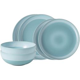 Geschirr-Set "Basic-Set Perlemor Aqua 6er Set blau", blau, 6, Porzellan, LIKE. BY VILLEROY & BOCH, Geschirr-Sets, Geschirr-Set, Sp&uuml;lmaschinengeeignet, Mikrowellengeeignet