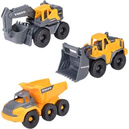 Spielzeug-Baumaschine DICKIE TOYS "Volvo Construction Set", gelb (gelb, grau), Spielzeugfahrzeuge, KinderT:16cm, Kunststoff, T:16cm
