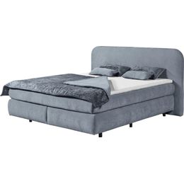 Boxspringbett ED EXCITING DESIGN "Elbrus", blau mirage, B:204cm L:216cm, 100% Polyester, Komplettbetten, Boxspringbett