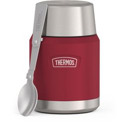 Thermobeh&auml;lter Thermos "ICON FOOD JAR, Thermobeh&auml;lter f&uuml;r Essen, sp&uuml;lmaschinenfest", berry mat, H:15,3cm L:9,9cm &Oslash;:9,9cm, Edelstahl, Kunststoff, Silikon, Lebensmittelaufbewahrungsbeh&auml;lter, 0,47l, 10h hei&szlig; & 24h kalt, dicht & auslaufsicher, mit L&ouml;ffel