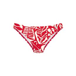 Bikini-Hose Buffalo "Jola", Damen, Gr. 40, N-Gr, rot (rot, creme), Recycling-Polyamid, bedruckt, Badehosen Bikini-Hose, mit modernem Bl&auml;tterdesign
