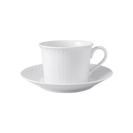Villeroy & Boch Tasse VILLEROY & BOCH "Cappuccino Tasse mit Untertasse Cellini 350 ml 2er Set wei&szlig;", wei&szlig;, B:2cm H:2cm &Oslash;:18cm, Porzellan, Trinkgef&auml;&szlig;e, Tasse, Sp&uuml;lmaschinengeeignet, Mikrowellenfest