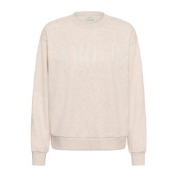 Strickpullover Kaffe "Sweatshirt KAmelody", Damen, Gr. L, beige (feather gray melange), Obermaterial: 70% Baumwolle CO. 30% Polyester PES., Sweatshirts Strickpullover