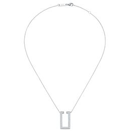 Collier "Mittelteil U-f&ouml;rmig mit Zirkonia, Silber 925", silber, Giorgio Martello MILANO, Halsketten, Damen, 45cm, Silber 925 (Sterlingsilber), Collier