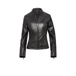 Lederjacke Bugatti "BULady-147", Damen, Gr. 42, schwarz, Obermaterial: 100% Lammleder LEL. Futter: 100% Polyester PES., regular fit, Rundhals, Jacken, aus weichem Leder