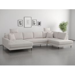 Wohnlandschaft TRENDS BY HG "Summer", b886 memphis 2 cream, B:360cm H:86cm T:195,5cm, 90% Polyester;10% Nylon, Sofas, Wohnlandschaft