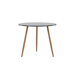 Esstisch VENTURE HOME "Polar, runder Esstisch in Eichenholz-Optik, modern, &Oslash; 90 cm", 90, schwarz, B:90cm H:75cm T:90cm, Tische, Esstisch, Esszimmertisch, MDF, Stahlbeine, rund, stilvoll, vielseitig