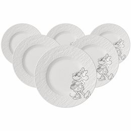 Villeroy & Boch Fr&uuml;hst&uuml;cksteller VILLEROY & BOCH "Fr&uuml;hst&uuml;cks-/Dessertteller Manufacture Rock blanc Mickey Mouse &oslash; 21,7 cm 6er Set wei&szlig;", wei&szlig;, B:21,7cm H:2,1cm L:21,7cm T:21,7cm &Oslash;:21,7cm, Speiseteller, Sp&uuml;lmaschinenfest, Mikrowellensicher