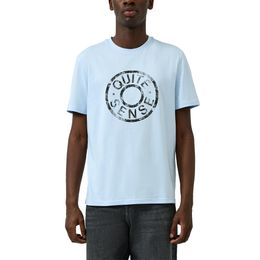 Kurzarmshirt QS, Jungen, Gr. M, blau, Jersey, Obermaterial: 100% Baumwolle, bedruckt, normal h&uuml;ftbedeckend, Rundhals, Shirts, mit Frontprint