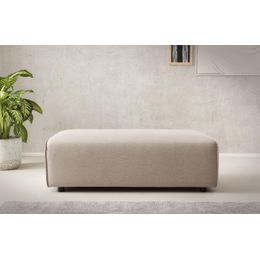 Hocker "PIARA, Polsterhocker mit Kedernaht, Cord, Leinenoptik o. Strukturstoff", beige (hellbeige), B:130cm H:44cm T:62cm, 100% Polyester, LeGer Home by Lena Gercke, Hocker, Polsterhocker, zur Serie PIARA, rechteckig, schwarze F&uuml;&szlig;e, bequemer Sitzkomfort