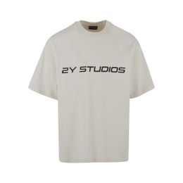 T-Shirt 2Y STUDIOS "2Y Studios Herren Logo Oversize Tee", Jungen, Gr. L, beige (sanftes wei&szlig;), 100% Baumwolle, bedruckt, oversize, Rundhals, Shirts T-Shirt