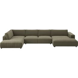 Wohnlandschaft Musterring "MR LUCIA, das ultimative Raumwunder von Musterring", oliv, B:434cm H:81cm T:224cm, 95% Polyester, 5% Nylon, Sofas, Wohnlandschaft, Gigantische Fl&auml;che, erstklassige Kammerkissen & Luxus-Komfort