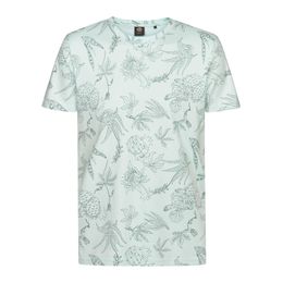 T-Shirt PETROL INDUSTRIES "Men T-Shirt AOP", Jungen, Gr. M (38), cool mint, Jersey, Obermaterial: 100% Baumwolle, bedruckt, regular fit normal, Rundhals, Shirts T-Shirt, mit All-Over Print