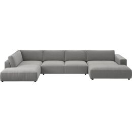 Wohnlandschaft Musterring "MR LUCIA, das ultimative Raumwunder von Musterring", grau, B:434cm H:81cm T:224cm, 95% Polyester, 5% Nylon, Sofas, Wohnlandschaft, Gigantische Fl&auml;che, erstklassige Kammerkissen & Luxus-Komfort