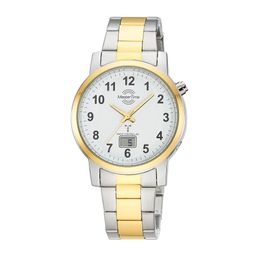 Funkuhr MASTER TIME "Basic", silberfarben, goldfarben, Armbanduhren, Herren, Funkuhr, Quarzuhr, Armbanduhr, Herrenuhr, Edelstahlarmband, analog, digital