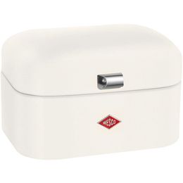Brotkasten Wesco "Single Grandy - Brotdose", beige (sand matt), B:26,8cm H:17,5cm L:22cm, Stahlblech, Lebensmittelaufbewahrungsbeh&auml;lter, Brotkasten, L&uuml;ftungsl&ouml;cher auf der R&uuml;ckseite, Metallschaniere