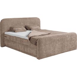 Boxspringbett ED EXCITING DESIGN "Arusa", beige (mink), B:204cm L:230cm, 100% Polyester, Komplettbetten, Boxspringbett