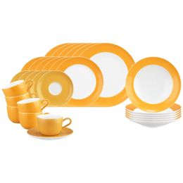 Geschirr-Set Seltmann Weiden "Kombiservice Liberty Pure Colors 30er Set", orange (mango orange), 30, Porzellan, Geschirr-Sets, Geschirr-Set, Sp&uuml;lmaschinenfest, Mikrowellensicher, Ofenfest