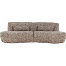 4-Sitzer Woood "Batavier 4-Sitzer Melange-Webstoff halbrunde Form B254 x T122x H74 cm", braun (hellbraun meliert), B:254cm H:74cm T:122cm, Sofas, Tragkraft 320 kg, Ausgezeichnete Verschlei&szlig;festigkeit, mit Zierkissen