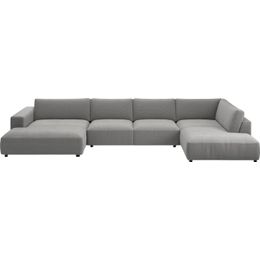 Wohnlandschaft Musterring "MR LUCIA, das ultimative Raumwunder von Musterring", grau, B:434cm H:81cm T:224cm, 95% Polyester, 5% Nylon, Sofas, Wohnlandschaft, Gigantische Fl&auml;che, erstklassige Kammerkissen & Luxus-Komfort