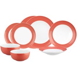 Geschirr-Set Seltmann Weiden "Einsteiger-Set Liberty Pure Colors 8er Set", rot (flamingo rot), 8, Porzellan, Geschirr-Sets, Geschirr-Set, Sp&uuml;lmaschinenfest, Mikrowellensicher, Ofenfest