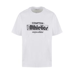 T-Shirt "Upscale by Mister Tee Compton Athletic Club Oversize Tee", Jungen, Gr. L, wei&szlig;, 100% Baumwolle, UPSCALE BY MISTER TEE, bedruckt, oversize, Rundhals, Shirts T-Shirt