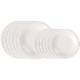 Geschirr-Set "Teller-Set Essential 12er Set wei&szlig;", wei&szlig;, 12, Porzellan, LIKE. BY VILLEROY & BOCH, Geschirr-Sets, Geschirr-Set, Sp&uuml;lmaschinenfest, Mikrowellensicher