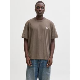 Jack & Jones Rundhalsshirt JACK & JONES "JJEDOVER GRAPHIC TEE SS CREW NECK SN", Jungen, Gr. S, falcon, Jersey, Obermaterial: 100% Baumwolle, bedruckt, relaxed fit normal, Rundhals, Shirts Rundhalsshirt, Baumwolle, relaxed fit