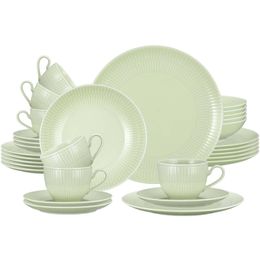 Geschirr-Set Seltmann Weiden "Kombi-Service Amina 30er Set", gr&uuml;n (seladon), 30, Porzellan, Geschirr-Sets, Geschirr-Set, Sp&uuml;lmaschinenfest, Mikrowellensicher, Ofenfest