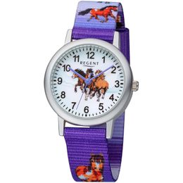 Regent Uhren Quarzuhr REGENT, lila (lila, silberfarben), Armbanduhren, Kinder, Quarzuhr, Armbanduhr, Kinderuhr, Lernuhr, M&auml;dchen, Schulanfang, Geschenkidee