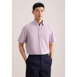 Businesshemd Seidensticker "Schwarze Rose", Herren, Gr. S (38), normale &Auml;rmell&auml;ngen, berry, 100% Baumwolle, kariert, regular fit, Hemden, Regular 1/2 Covered-Button-Down-Kragen Karo