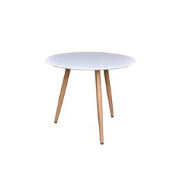 Esstisch VENTURE HOME "Polar, runder Esstisch in Eichenholz-Optik, modern, &Oslash; 90 cm", 90, wei&szlig;, B:90cm H:75cm T:90cm, Tische, Esstisch, Esszimmertisch, MDF, Stahlbeine, rund, stilvoll, vielseitig