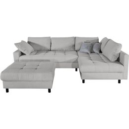 Ecksofa Collection AB, hellgrau, B:274cm H:44cm T:184cm, 100%Polyester, Sofas, Ecksofa, Ecksofa mit Bonnellfederkern, bequemen Kissen & flexibler Ottomane