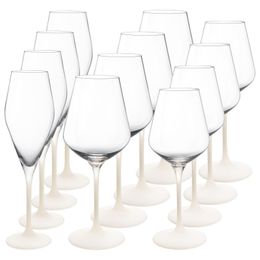 Villeroy & Boch Gl&auml;ser-Set VILLEROY & BOCH "Wein- und Sektgl&auml;ser Set Manufacture Rock Blanc 12er Set wei&szlig;-transparent", bunt (wei&szlig;, transparent), B:2cm H:2cm, Kristallglas, Trinkgef&auml;&szlig;e, Handw&auml;sche wird empfohlen