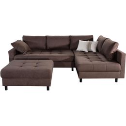Ecksofa Collection AB, kaffeebraun, B:274cm H:44cm T:184cm, 100%Polyester, Sofas, Ecksofa, Ecksofa mit Bonnellfederkern, bequemen Kissen & flexibler Ottomane