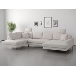 Wohnlandschaft TRENDS BY HG "Summer", b886 memphis 2 cream, B:360cm H:86cm T:195,5cm, 90% Polyester;10% Nylon, Sofas, Wohnlandschaft
