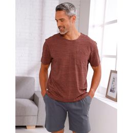 Kurzarmshirt "Schlafanzug-Shirt", Jungen, Gr. 48/50, rotbraun, meliert, 80% Baumwolle, 20% Polyester, meliert, Shirts