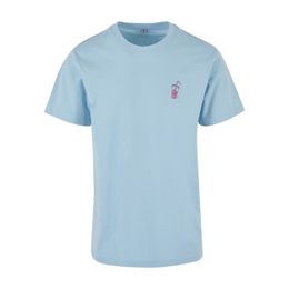 T-Shirt MisterTee "MisterTee Herren Good Vibes Drink Tee EMB", Jungen, Gr. S, blau (heavenblau), 100% Baumwolle, bedruckt, normal, Racerback, Shirts T-Shirt