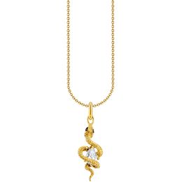 Kette mit Anh&auml;nger Thomas Sabo "Schlangen-Optik Tempting Romance" Gr. 45, gold (gelbgoldfarben, wei&szlig;), Halsketten, Damen, 45, Silber 925 (recycelt), B: 8,5mm, mit Zirkonia (synth.), B:8,5mm
