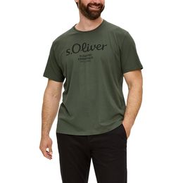 Kurzarmshirt, Jungen, Gr. XXL, gr&uuml;n (dunkelgr&uuml;n), Single Jersey, Obermaterial: 100% Baumwolle, s.Oliver MEN BIG SIZES, bedruckt, normal h&uuml;ftbedeckend, Rundhals, Shirts, mit Logo-Print/Gro&szlig;e Gr&ouml;&szlig;en