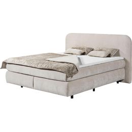 Boxspringbett ED EXCITING DESIGN "Elbrus", pearl, B:204cm L:216cm, 100% Polyester, Komplettbetten, Boxspringbett