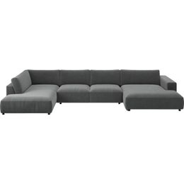 Wohnlandschaft Musterring "MR LUCIA, das ultimative Raumwunder von Musterring", grau, B:434cm H:81cm T:224cm, 100% Polyester, Sofas, Wohnlandschaft, Gigantische Fl&auml;che, erstklassige Kammerkissen & Luxus-Komfort