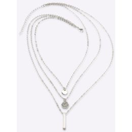 Kette mit Anh&auml;nger Heine, Damen, Gr. N-Groesse, Glas Metall, silber (silberfarben), Glas, Metall, Halsketten