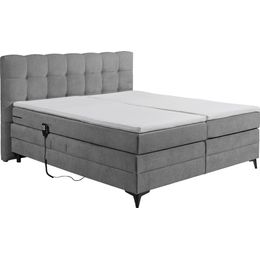 Boxspringbett ED EXCITING DESIGN "Atlas", graphite, B:204cm L:230cm, 100% Polyester, Komplettbetten, Boxspringbett