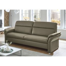 3-Sitzer DIE PLANBAR "PN-EM16031, Breite 216 cm", beige (torro olive), B:216cm H:96cm T:92cm, Sofas, Echtleder mit Federkernpolsterung, wahlweise mit Armteilverstellung