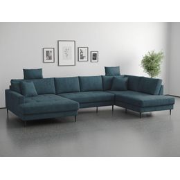 Wohnlandschaft TRENDS BY HG "Summer", b881 memphis 14 teal, B:360cm H:86cm T:195,5cm, 90% Polyester;10% Nylon, Sofas, Wohnlandschaft