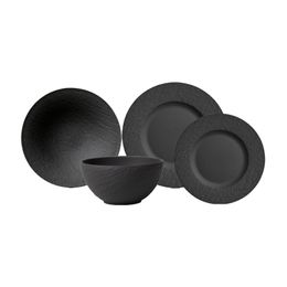Villeroy & Boch Geschirr-Set VILLEROY & BOCH "Geschirr-Set Manufacture Rock schwarz", schwarz, 4, Porzellan, Geschirr-Sets, Geschirr-Set, Sp&uuml;lmaschinengeeignet, Mikrowellenfest